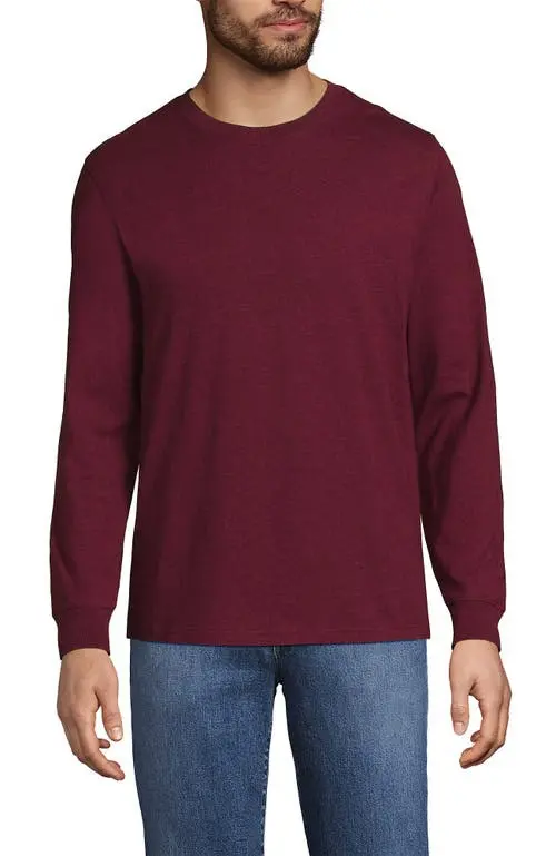 LANDS' END Super-t Long Sleeve T-shirt - Rich Burgundy Heather