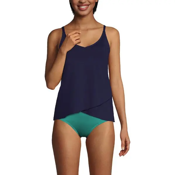LANDS' END Tulip Hem Tankini Top - Deep Sea Navy