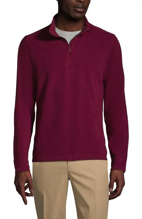 LANDS' END Lightweight Quarter Zip Fleece Pullover - Burgundy