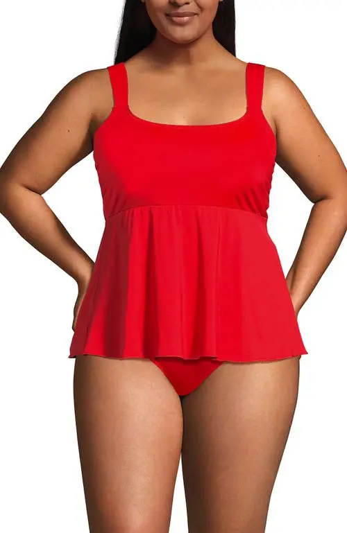 LANDS' END Flutter Scoop Neck Tankini Top - Daylily Red