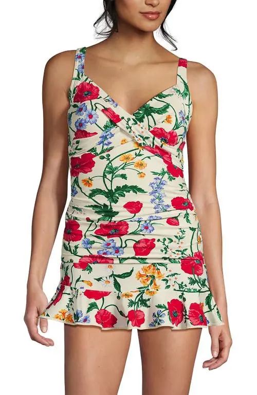 LANDS' END Dd-cup Chlorine Resistant Tankini Top - Egret/poppy Floral