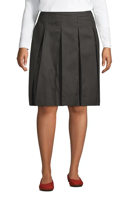 LANDS' END Box Pleat Knee-length Skirt - Gray