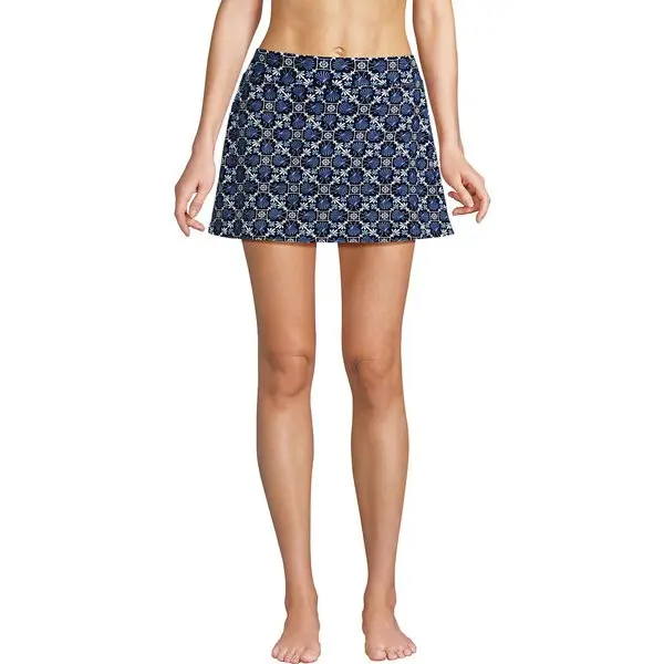 LANDS' END A-line Swim Skirt - Seashell Geo/navy