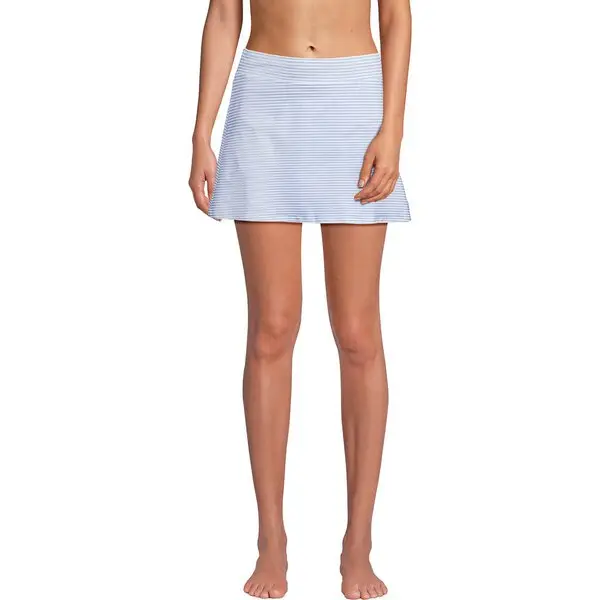 LANDS' END A-line Swim Skirt - Soft Cloud Blue Mini Stripe