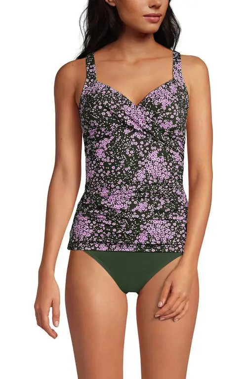 LANDS' END Wrap Underwire Tankini Top - Orchid Meadow Ditsy Floral