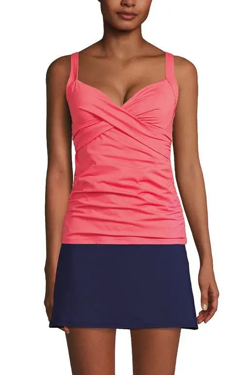 LANDS' END Wrap Underwire Tankini Top Swimsuit - Wood Lily