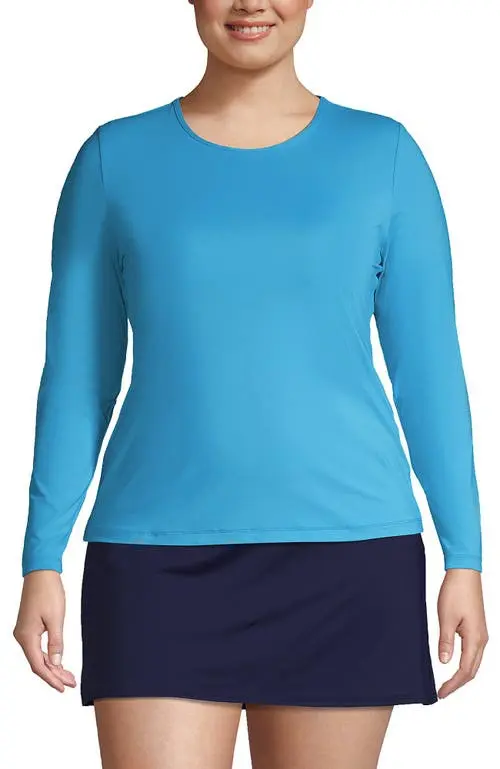 LANDS' END Long Sleeve Upf 50 Rash Guard Swim Tee - Turquoise