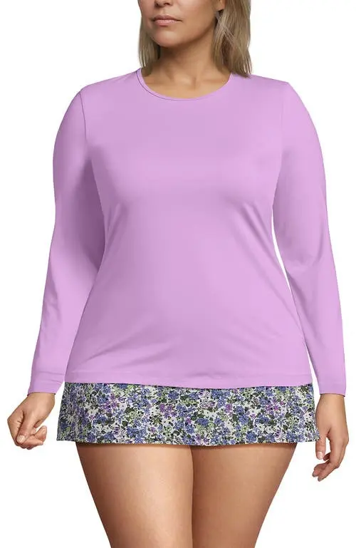 LANDS' END Crew Neck Long Sleeve Upf 50 Swim Tee - Wild Lilacs