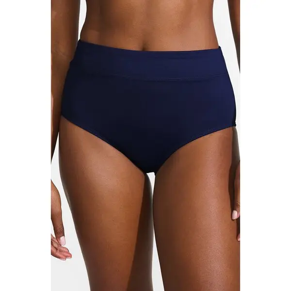 LANDS' END Tummy Control High Waisted Bikini Bottom - Deep Sea Navy