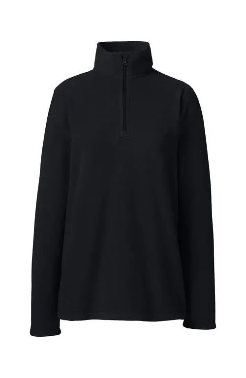 LANDS' END Lightweight Fleece Quarter Zip Pullover - Black