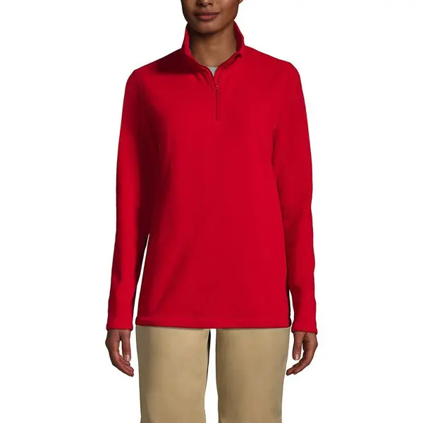 LANDS' END Lightweight Fleece Quarter Zip Pullover - Red