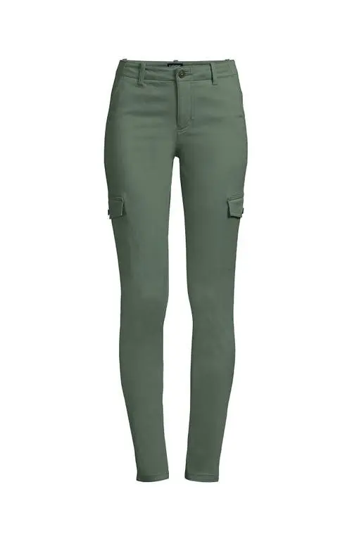 LANDS' END Mid Rise Slim Cargo Chino Pants - Lily Pad Green