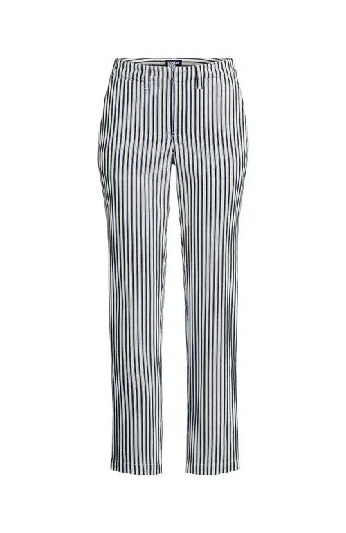 LANDS' END Mid Rise Classic Straight Leg Ankle Chino Pants - Light Stone
