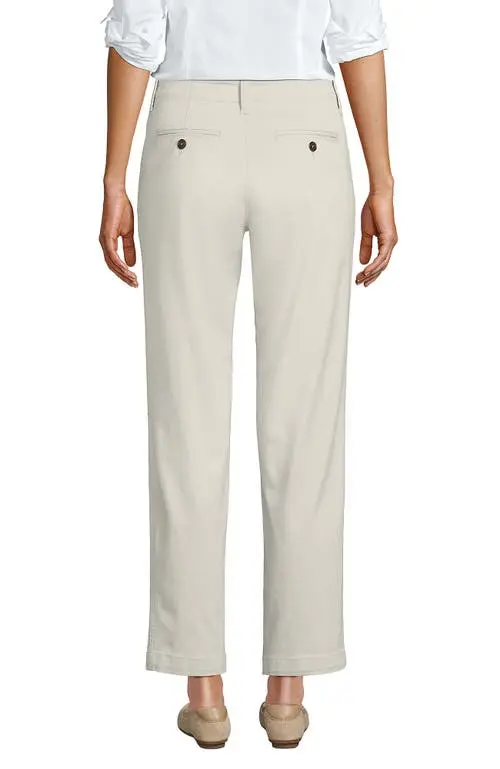 LANDS' END Mid Rise Classic Straight Leg Ankle Chino Pants - Light Stone