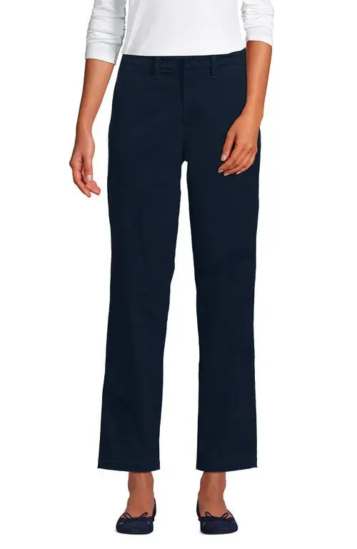 LANDS' END Mid Rise Classic Straight Leg Ankle Chino Pants - Radiant Navy