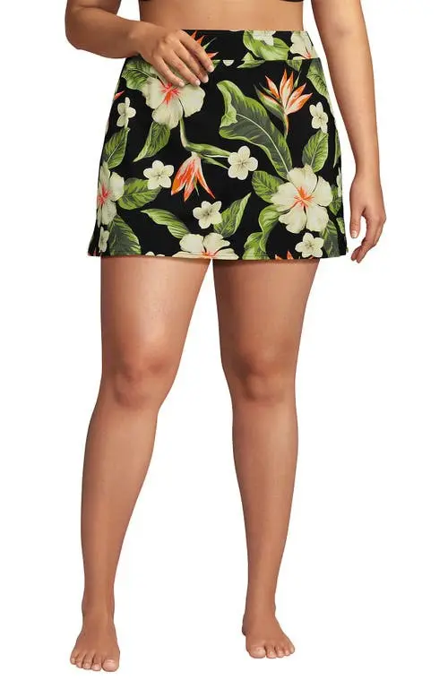 LANDS' END Swim Skirt Bottom - Hibiscus Floral/black