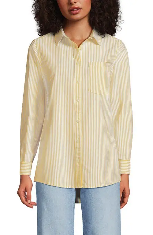 LANDS' END Oxford Shirt - Goldenrod Pinstripe