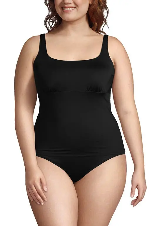 LANDS' END Dd-cup Square Neck Underwire Tankini Top - Black