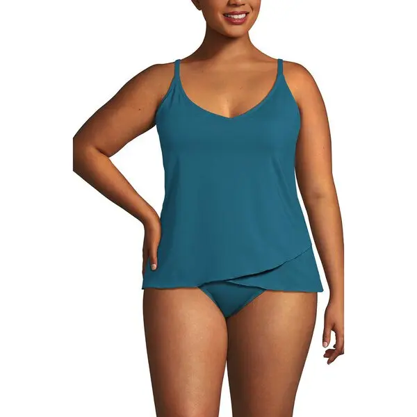 LANDS' END Tulip Hem Tankini Top - Paradise Teal