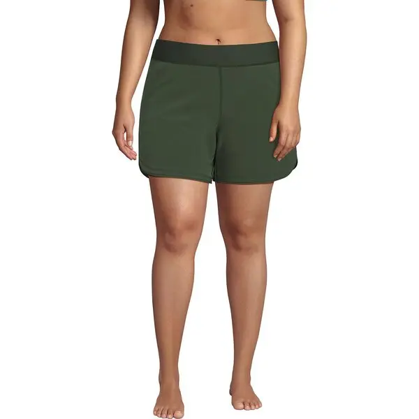 LANDS' END Sunshade Upf 50 5" Board Shorts - Rich Olive Green