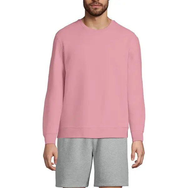 LANDS' END Long Sleeve Fleece Crewneck Sweatshirt - Soft Carnation