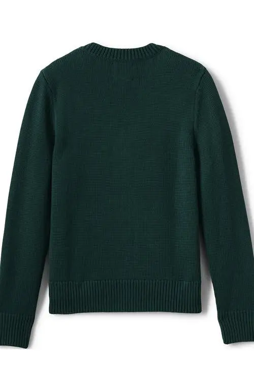 LANDS' END Cotton Modal Button Front Cardigan Sweater - Evergreen