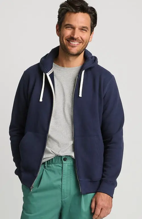 LANDS' END Full Zip Fleece Hoodie - Radiant Navy