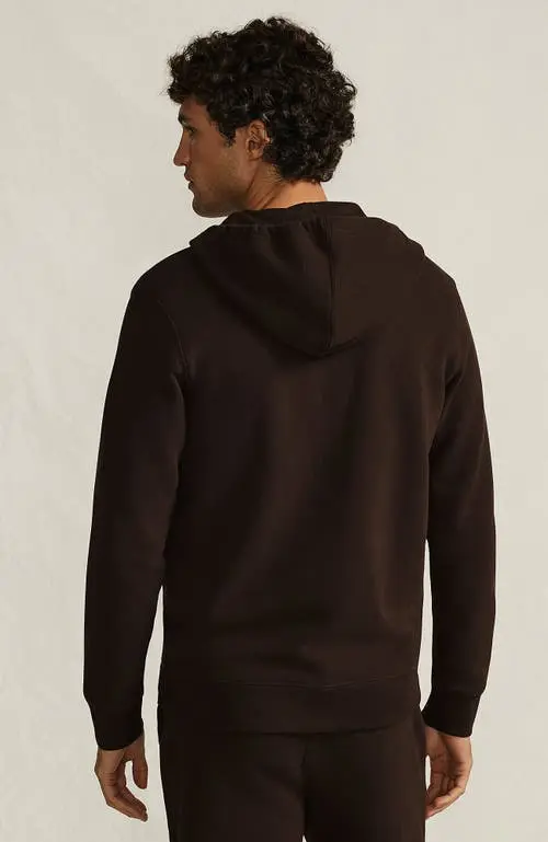 LANDS' END Full Zip Fleece Hoodie - Rich Coffee
