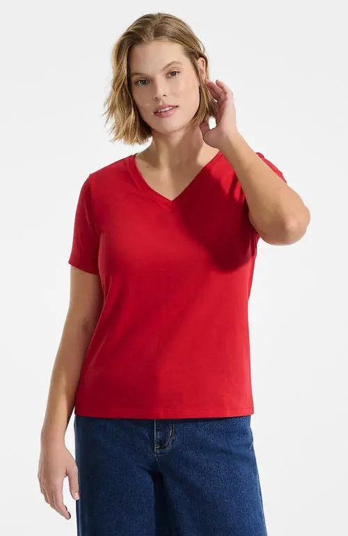 LANDS' END Supima Cotton V-neck T-shirt - Compass Red