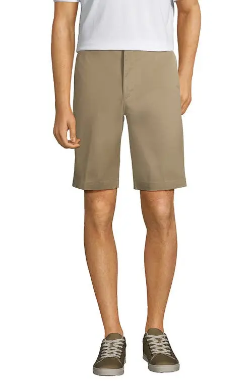LANDS' END Young Plain Front Blend Chino Shorts - Khaki