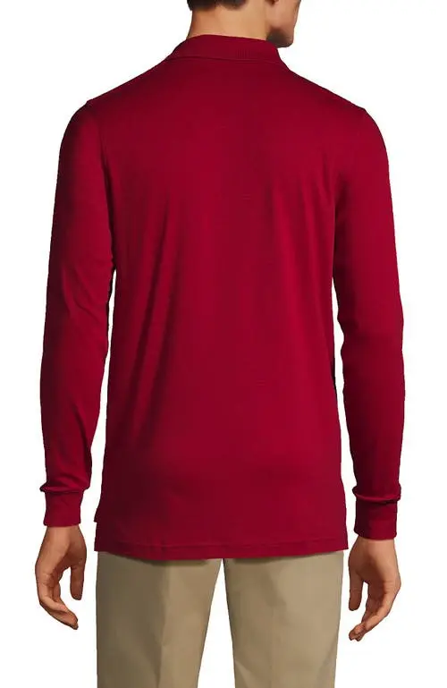 LANDS' END School Uniform Long Sleeve Interlock Polo Shirt - Red