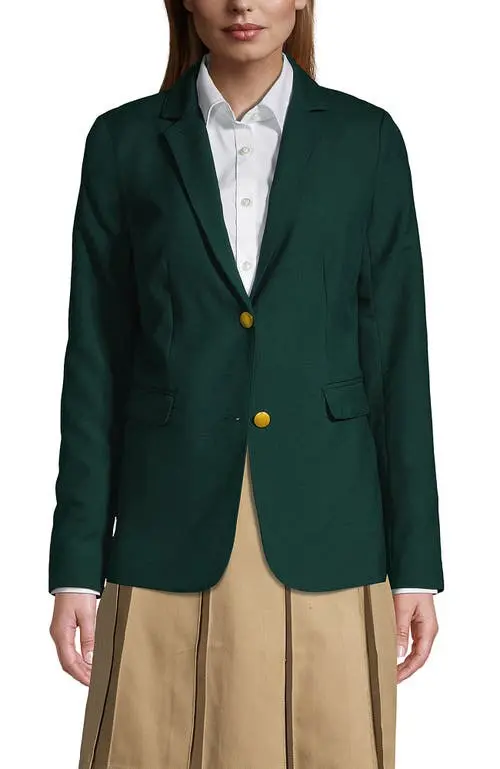 LANDS' END School Uniform Hopsack Blazer - Evergreen