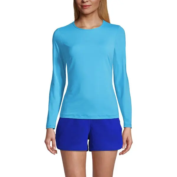 LANDS' END Sunshade Upf 50 Long Sleeve Rash Guard - Turquoise