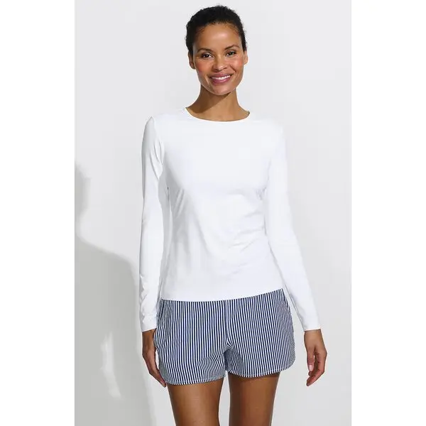 LANDS' END Upf 50 Long Sleeve Rash Guard Swim Tee - White