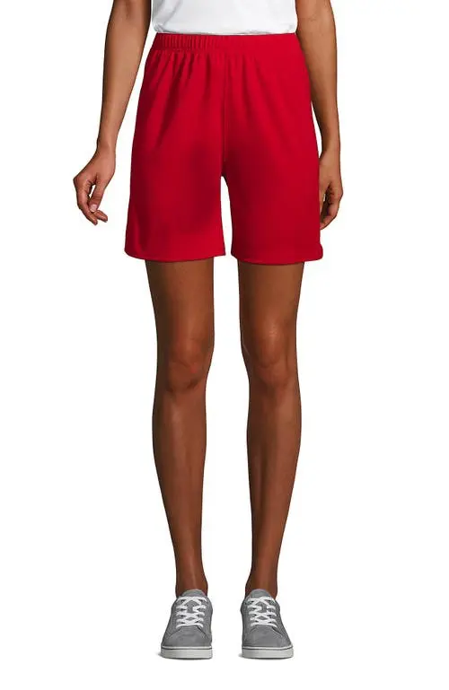 LANDS' END Performance Mesh Gym Shorts With Drawstring - Red