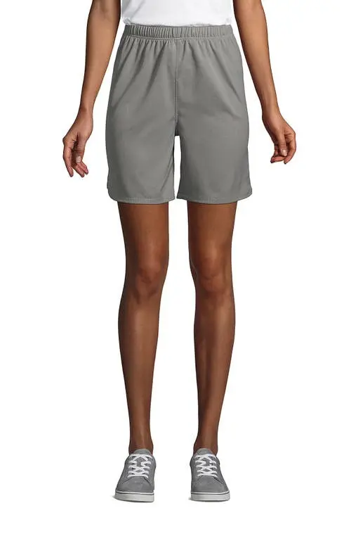 LANDS' END Performance Mesh Gym Shorts With Drawstring - Stone Gray
