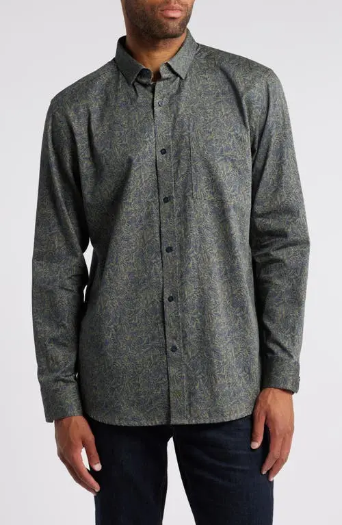 Johnston & Murphy Foliage Print Button-up Shirt - Olive