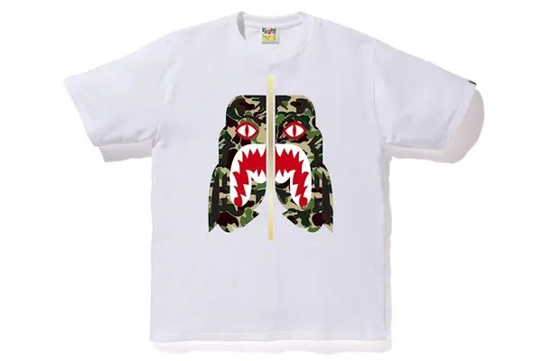 A BATHING APE Abc Camo Tiger Tee Shirt - White/green