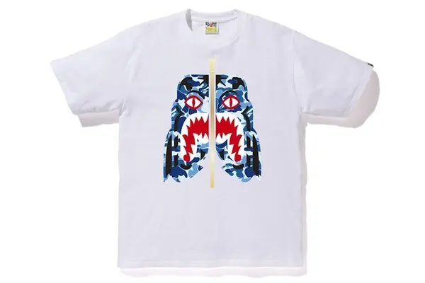 A BATHING APE Abc Camo Tiger Tee Shirt - White/blue