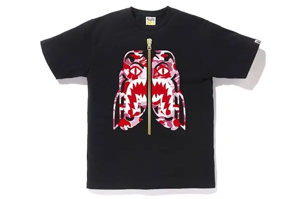 A BATHING APE Abc Camo Tiger Tee Shirt - Black/pink