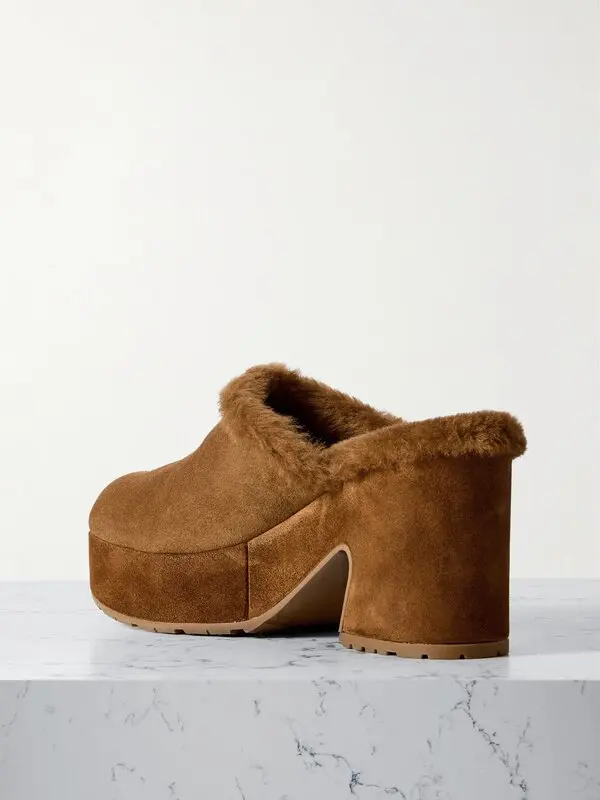 GIANVITO ROSSI Lyss 55 Shearling-trimmed Suede Mules