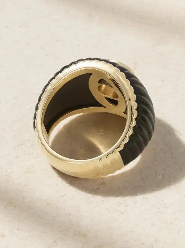 Yvonne Léon Bague 9-karat Gold, Onyx And Topaz Ring - Black