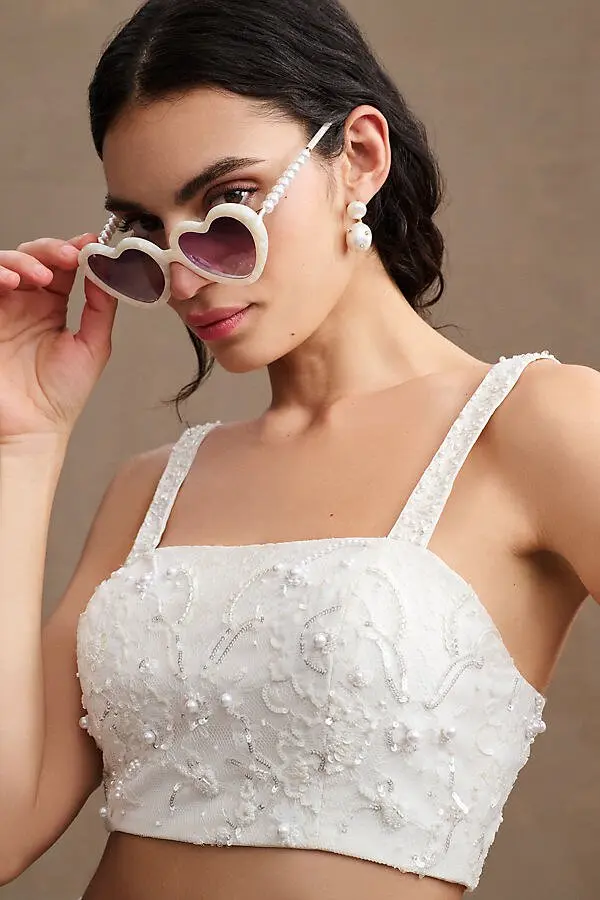 Lele Sadoughi White Pearl Sweetheart Sunglasses Lele Sadoughi Women main image 4