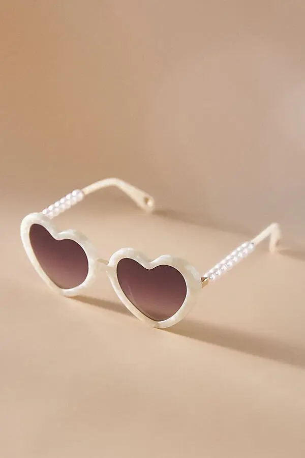 Lele Sadoughi Sweetheart Sunglasses - White | Editorialist display picture 1