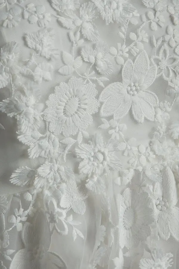 Watters Willowby Lilia Puff-sleeve Lace Empire Wedding Gown