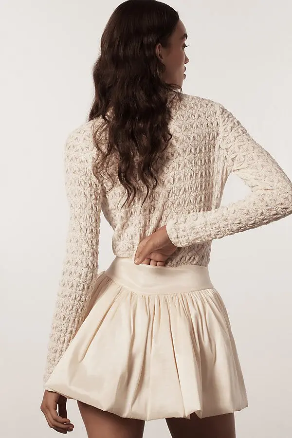 Tach Taffeta Bubble Mini Skirt - White | Editorialist