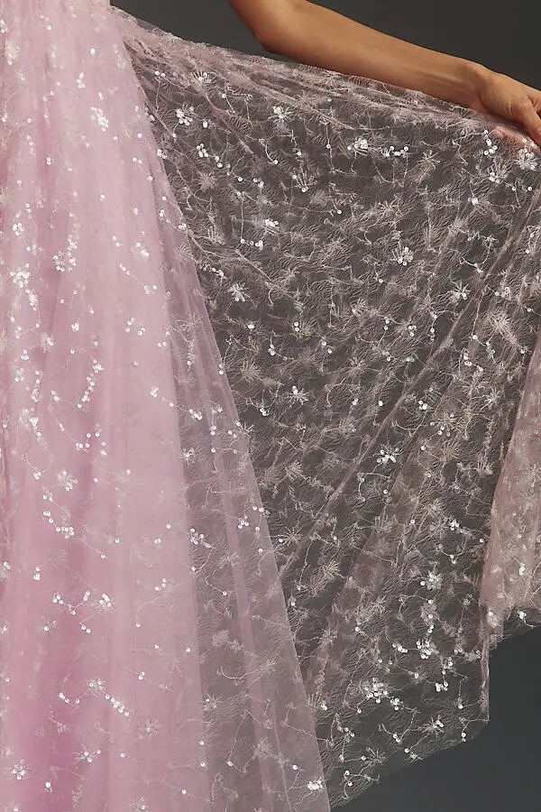 Monique Lhuillier Sequin Lace Maxi Dress - Purple | Editorialist