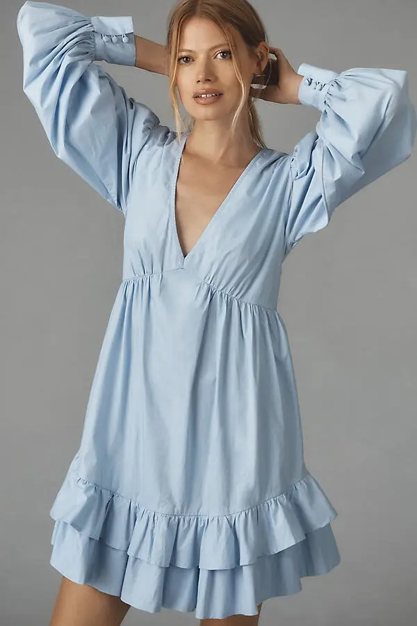 maeve long sleeve dress Maeve + Long-Sleeve Mock-Neck Sequin Mini Dress