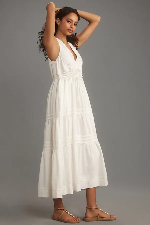The Somerset Collection By Anthropologie The Somerset Maxi Dress: Linen  Ties Edition - White | Editorialist