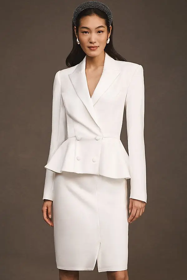 peplum dress with jacket Peplum Jacket Dress With Asymmetrical Buttons 48568